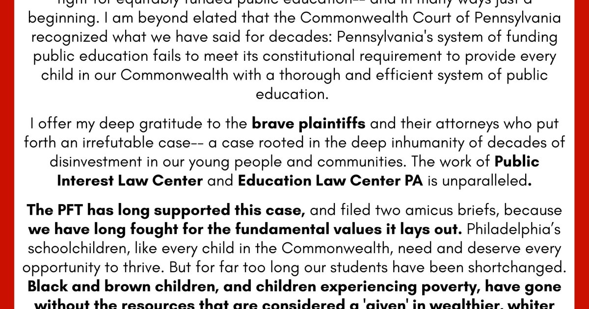 PFT PRESIDENT JERRY JORDAN ON THE COMMONWEALTH COURT RULING DECLARING ...